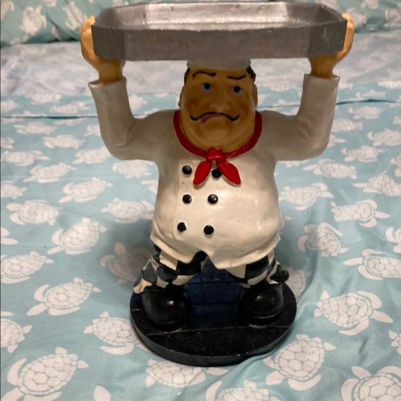 Kitchen | Silver And White Bakeware Chef Figurine | Poshmark